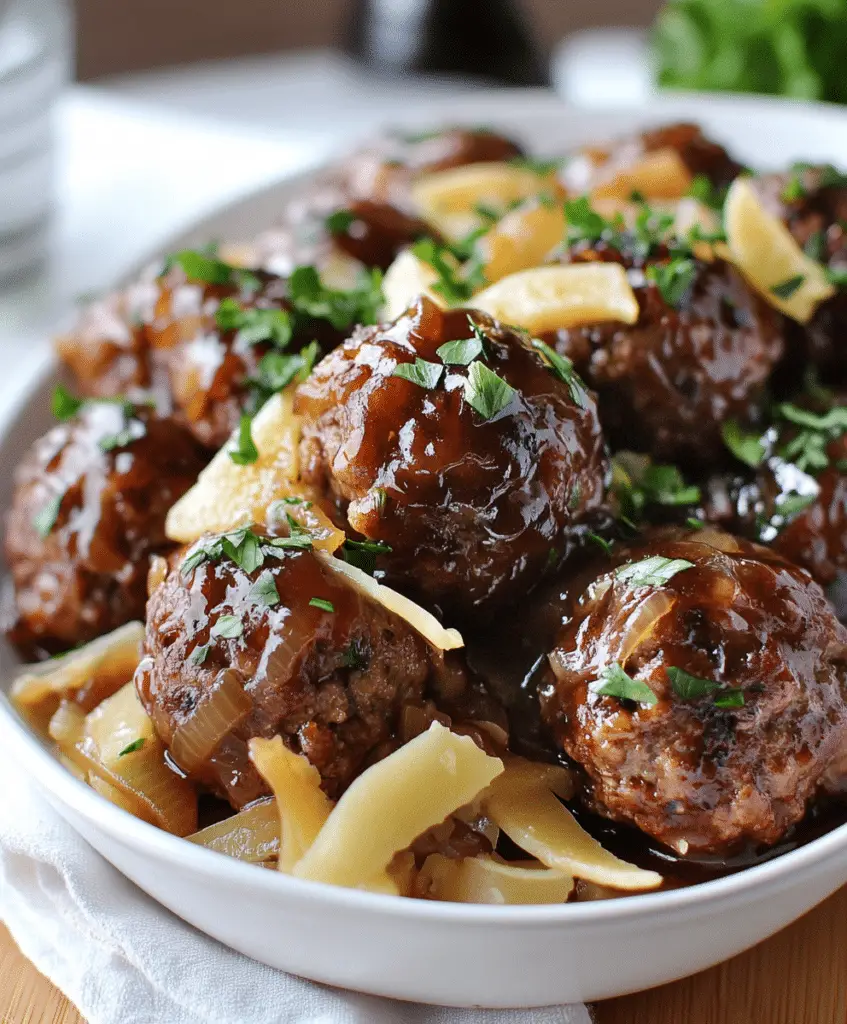 Crockpot French Onion Meatballs Recipe - cookingwithtina.com