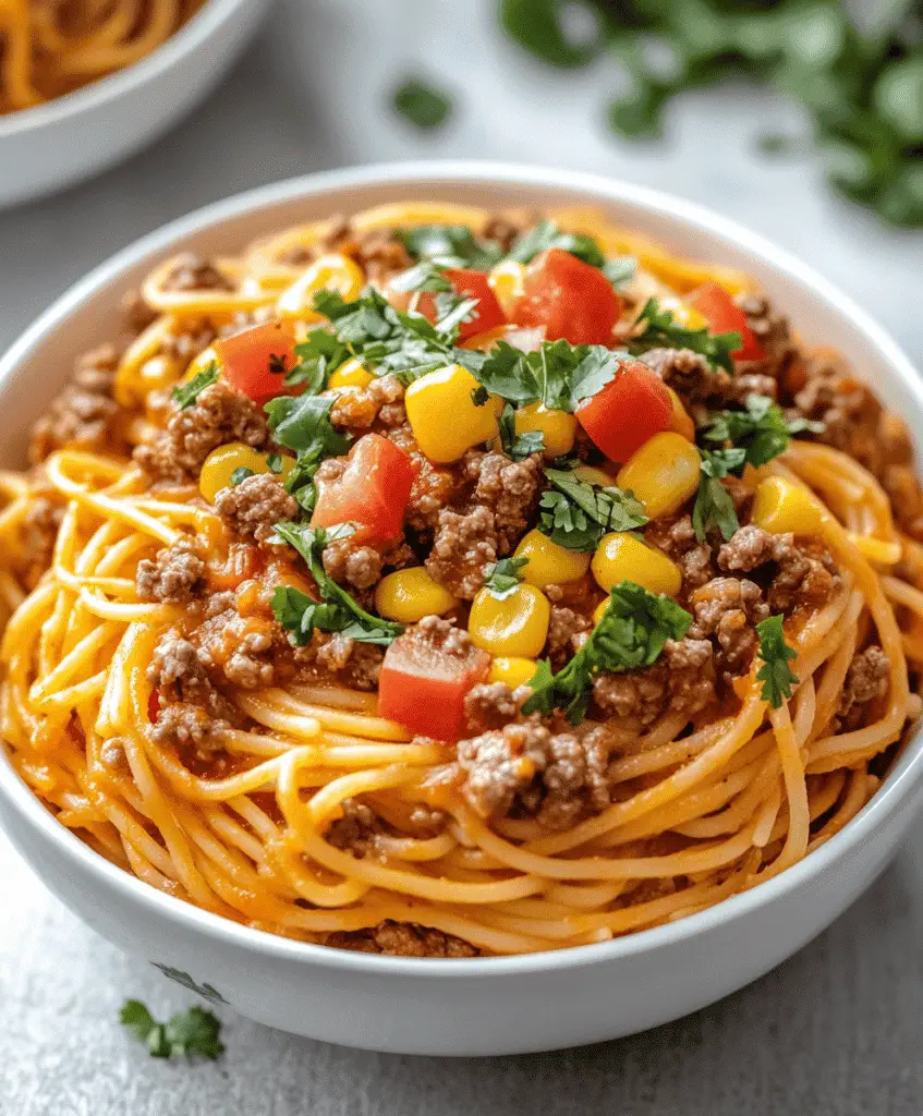 Crockpot Taco Spaghetti Recipe - cookingwithtina.com