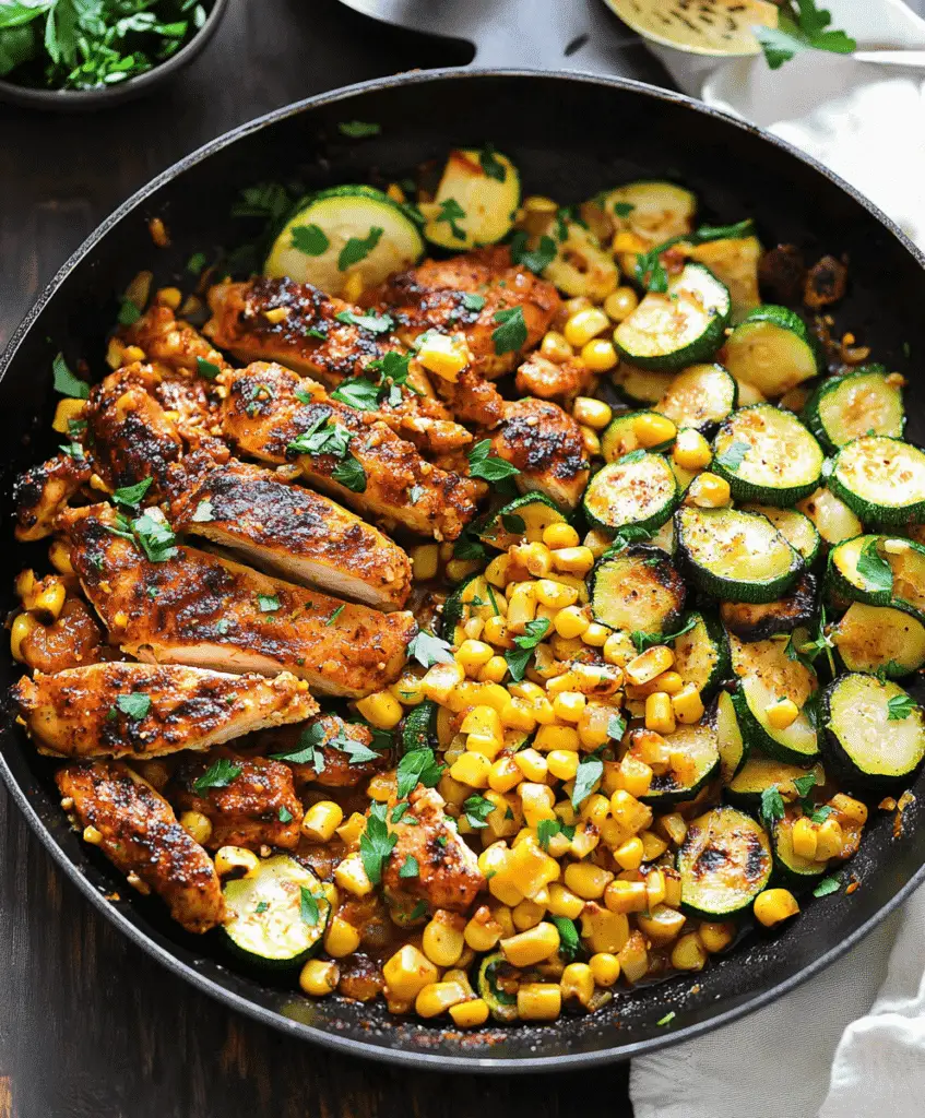 Savory Garlic Butter Chicken With Fresh Zucchini And Sweet Corn Recipe - cookingwithtina.com