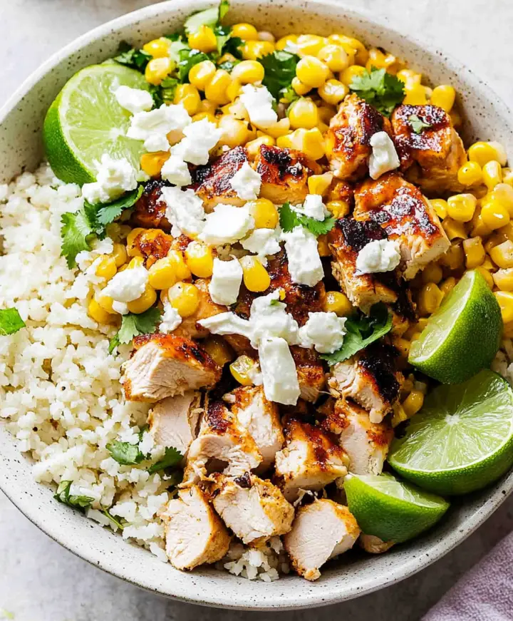 Vibrant Mexican Street Corn Chicken Bowl Recipe - cookingwithtina.com