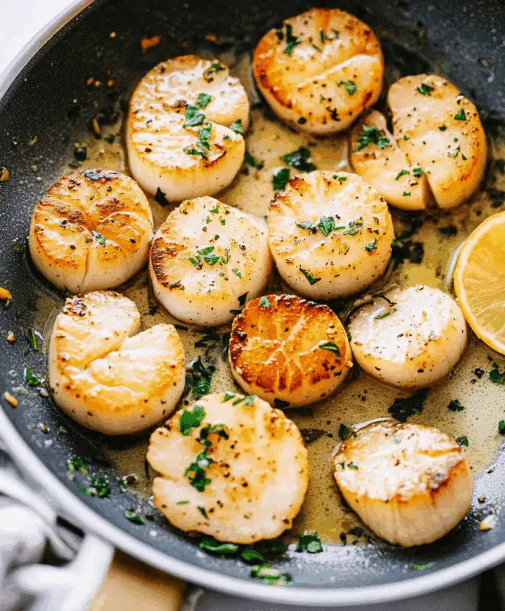 Summer Seared Scallops with Herb Sauce Seafood Recipe - cookingwithtina.com