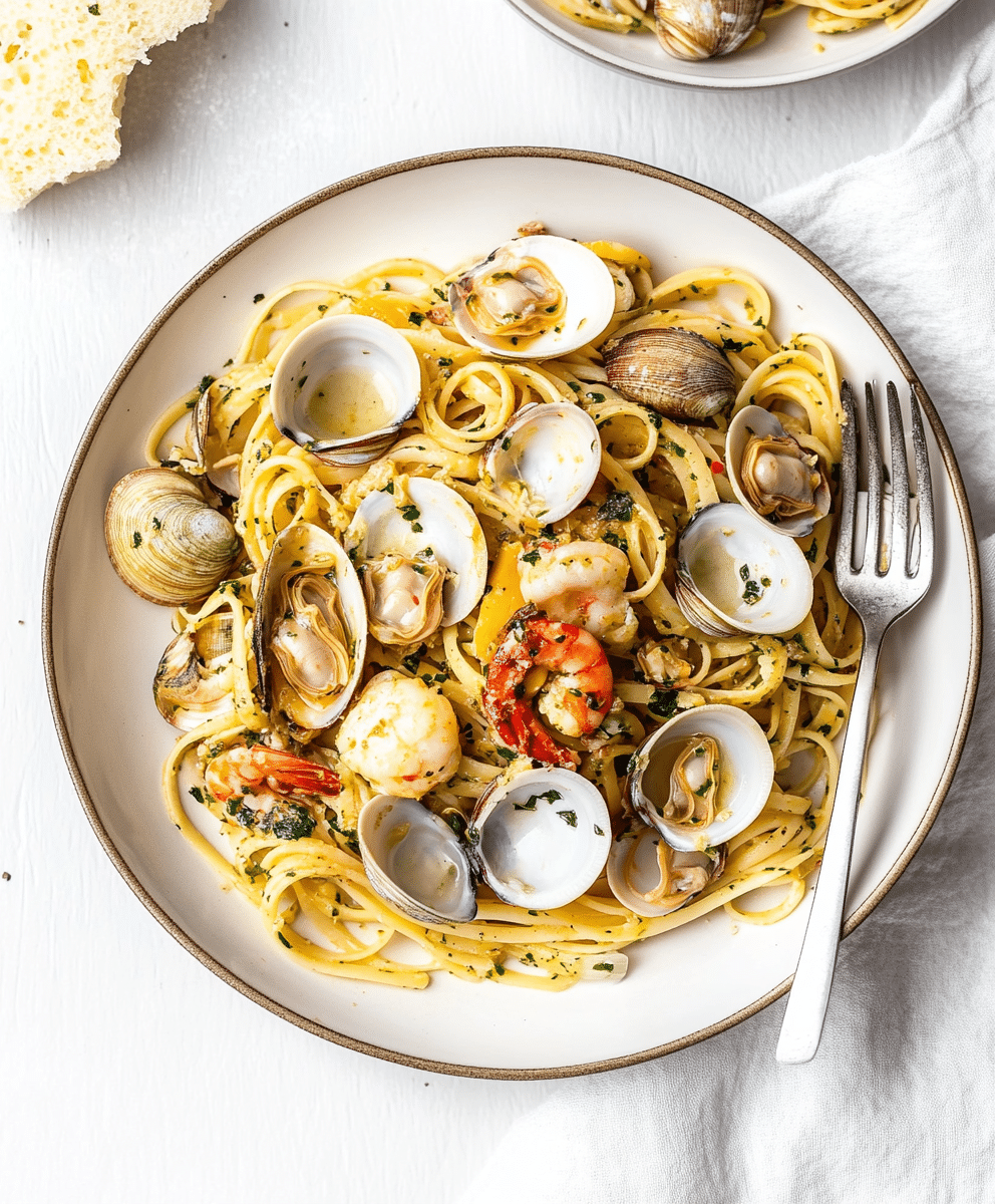 Summer Clam Linguine Seafood Pasta Recipe - cookingwithtina.com